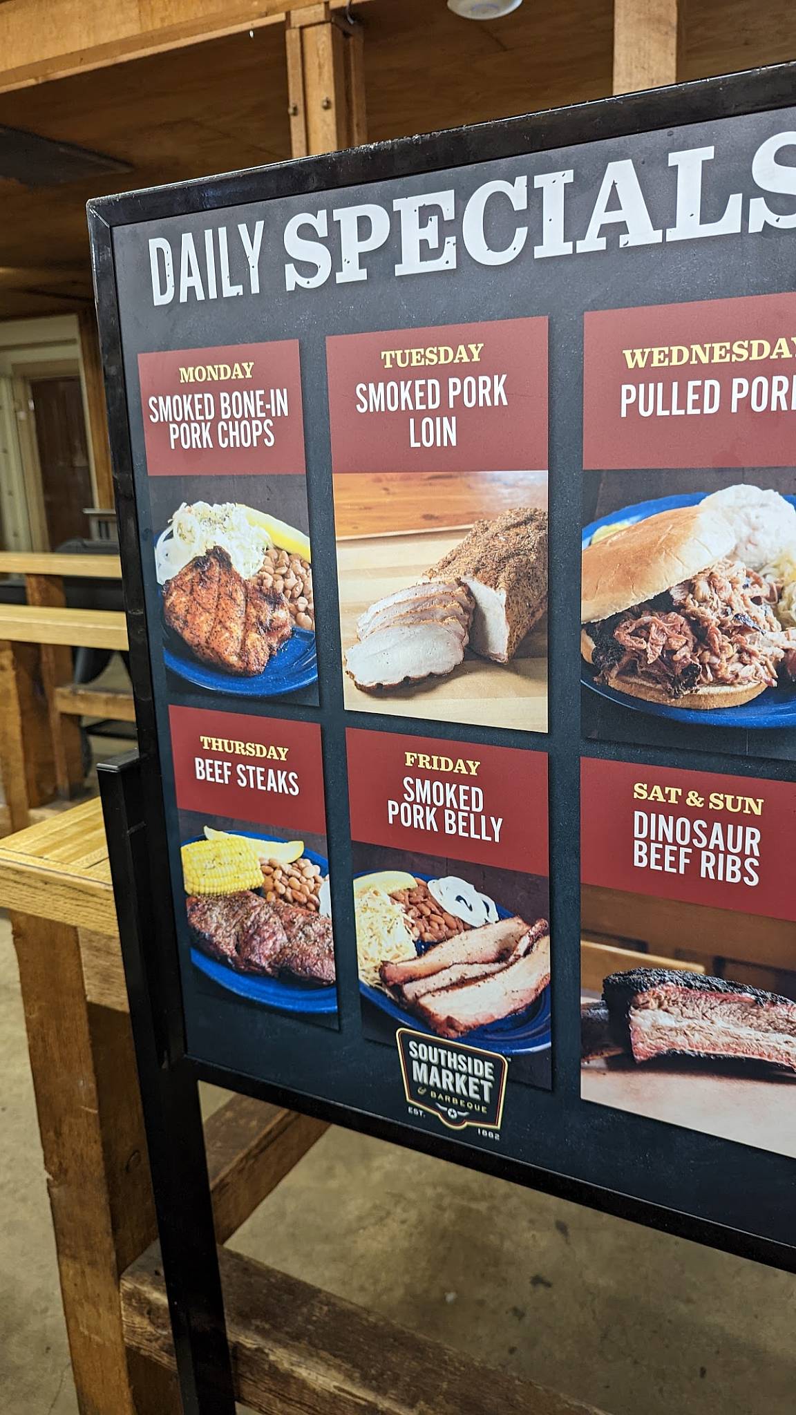 Menu at Southside Market & Barbeque, Elgin, US-290