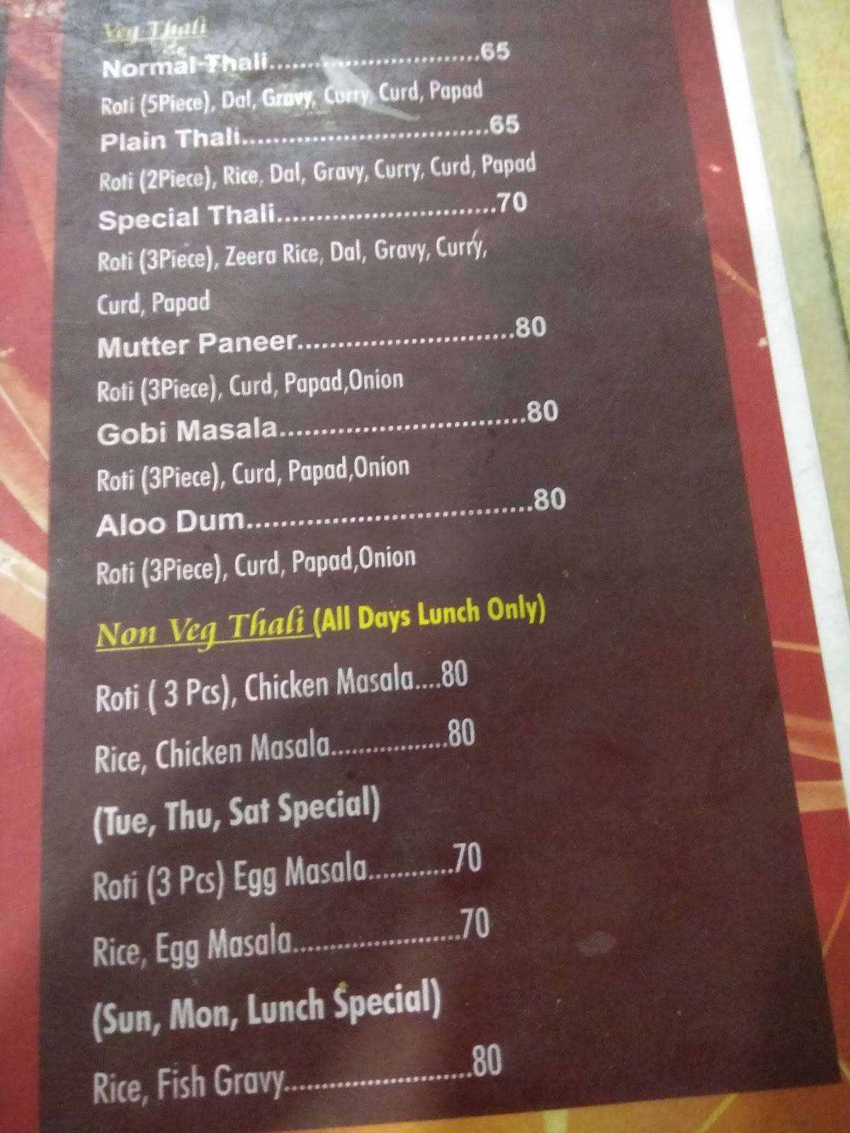 Menu at Spice Hut, Navallur, No.1/192