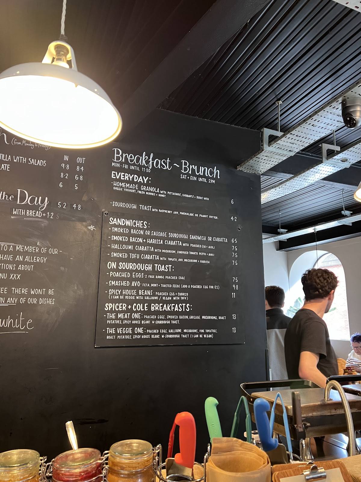 Menu at Spicer+Cole cafe, Bristol, 1 Queen Square Ave