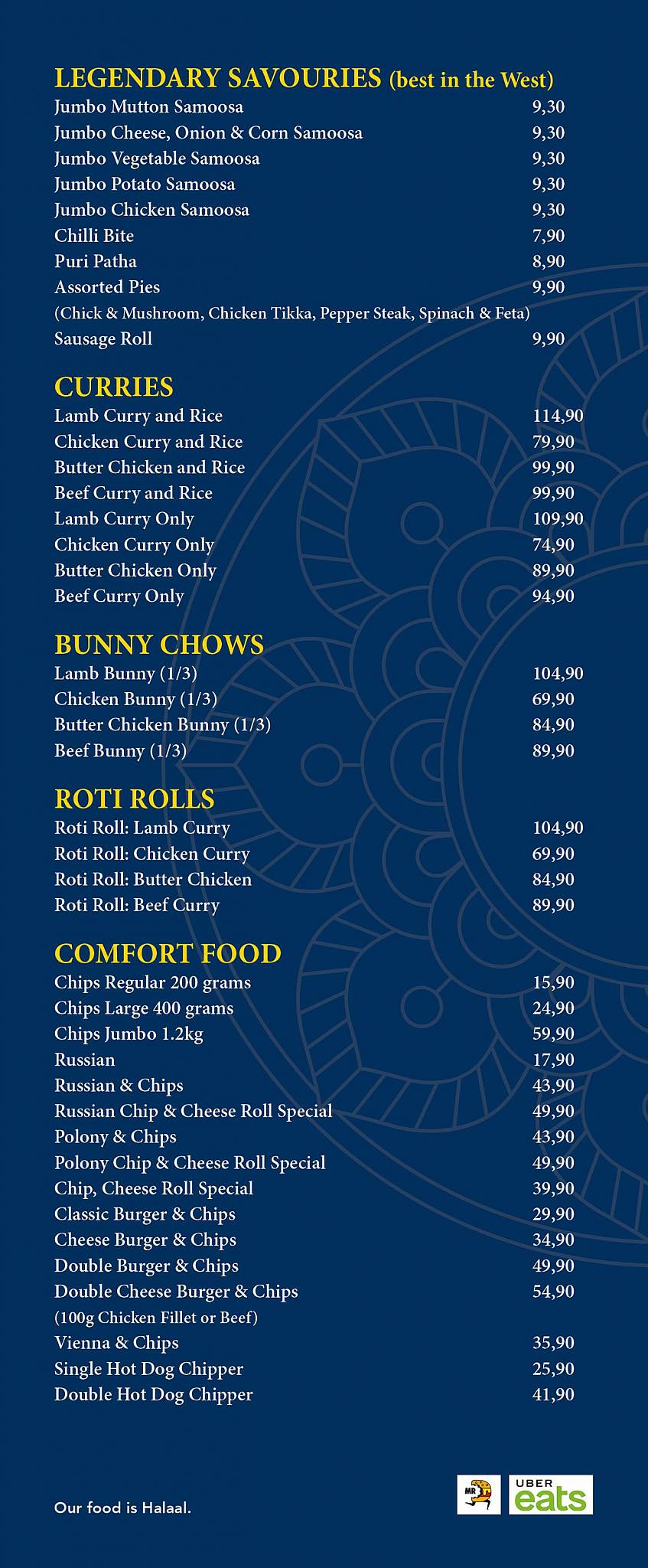 Menu at Spicy Den Cradlestone Mall restaurant, Krugersdorp, Shop No. U49B