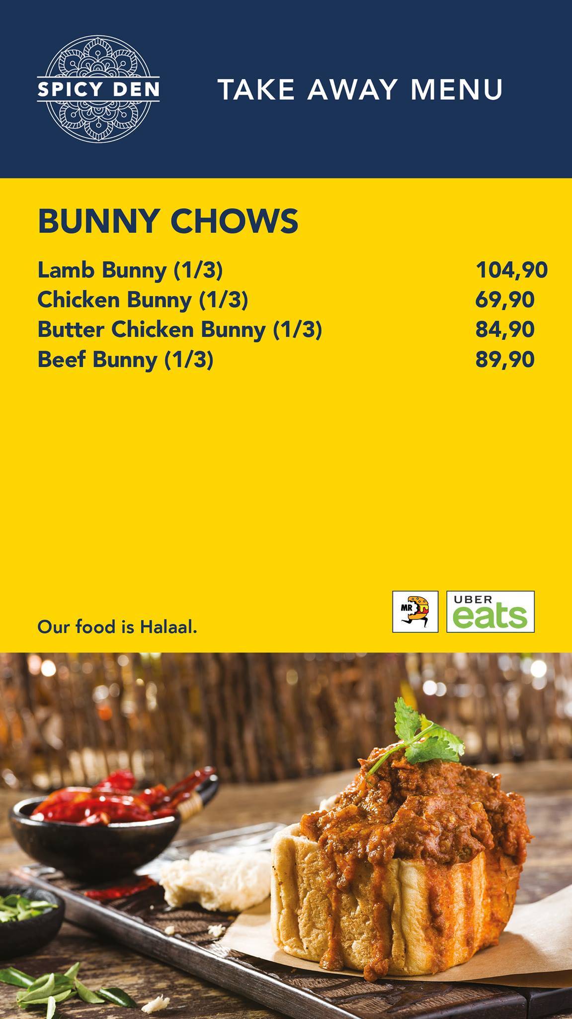Menu at Spicy Den Cradlestone Mall restaurant, Krugersdorp, Shop No. U49B
