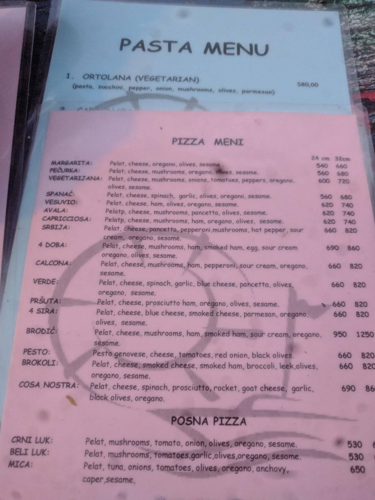 Speisekarte von Splav Brodić restaurant, Belgrad