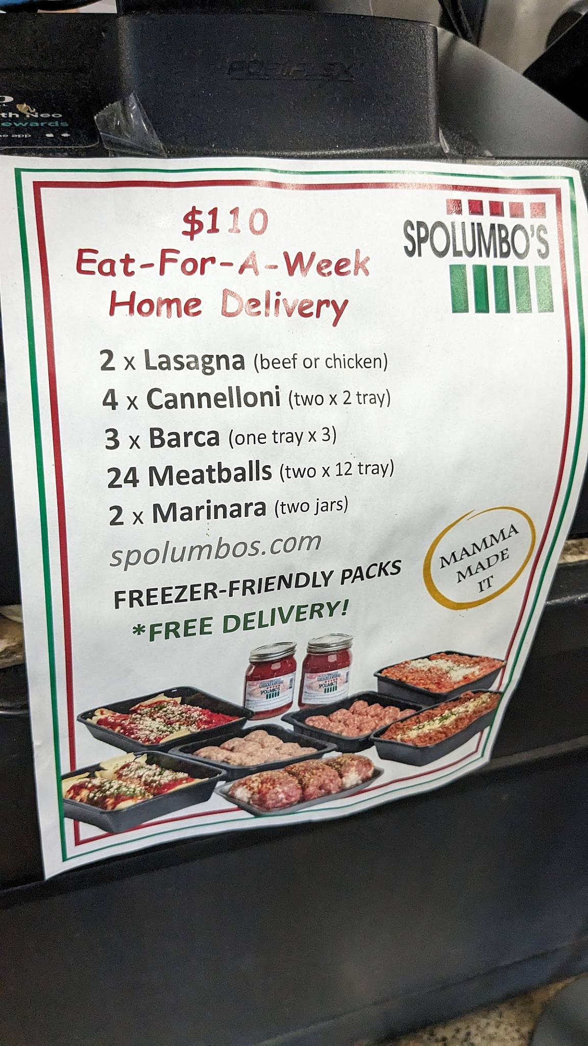 Menu at Spolumbo's Fine Foods & Deli restaurant, Calgary, 9 Ave SE