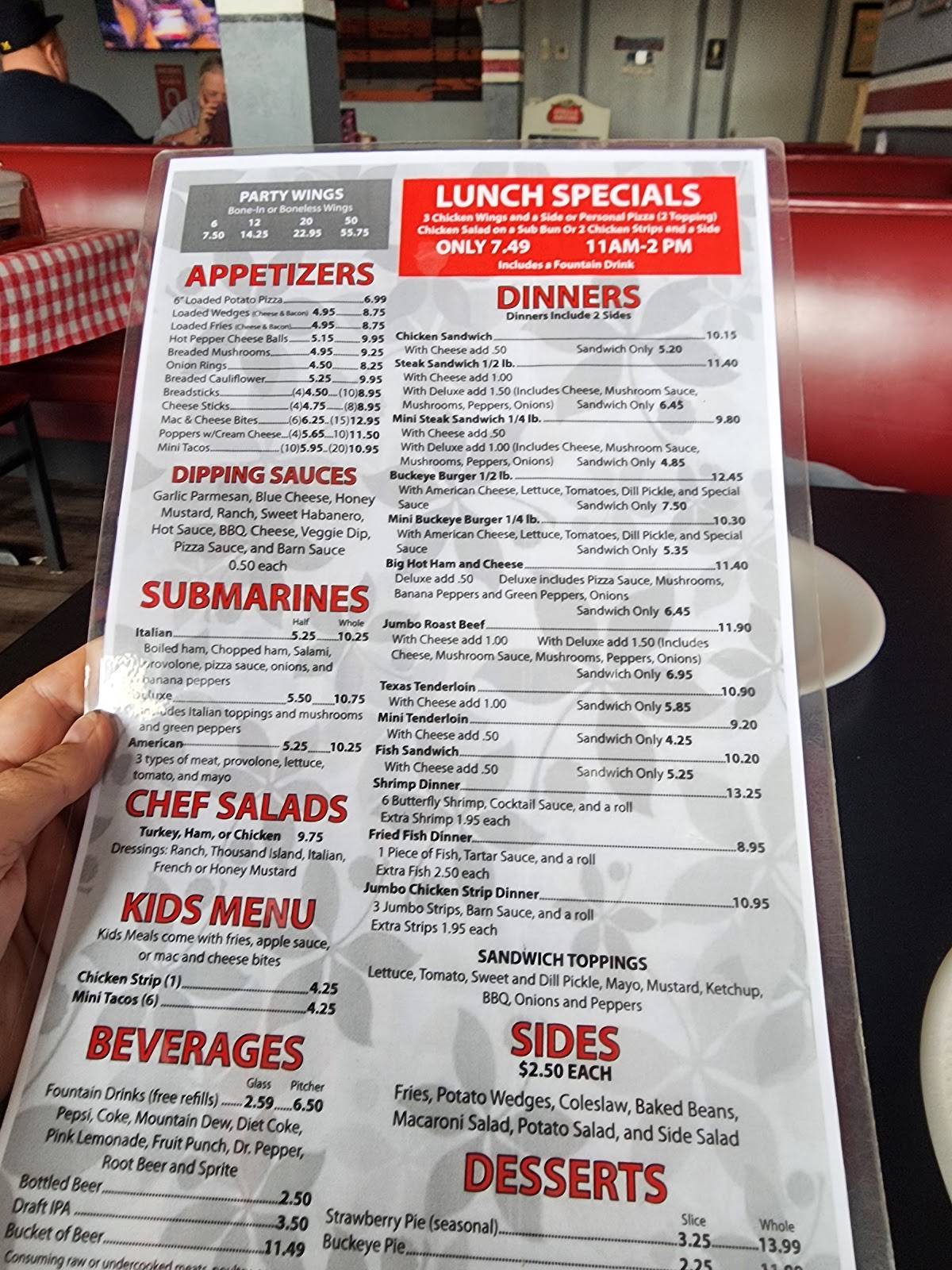 Menu at The Buckeye Barn, Springfield