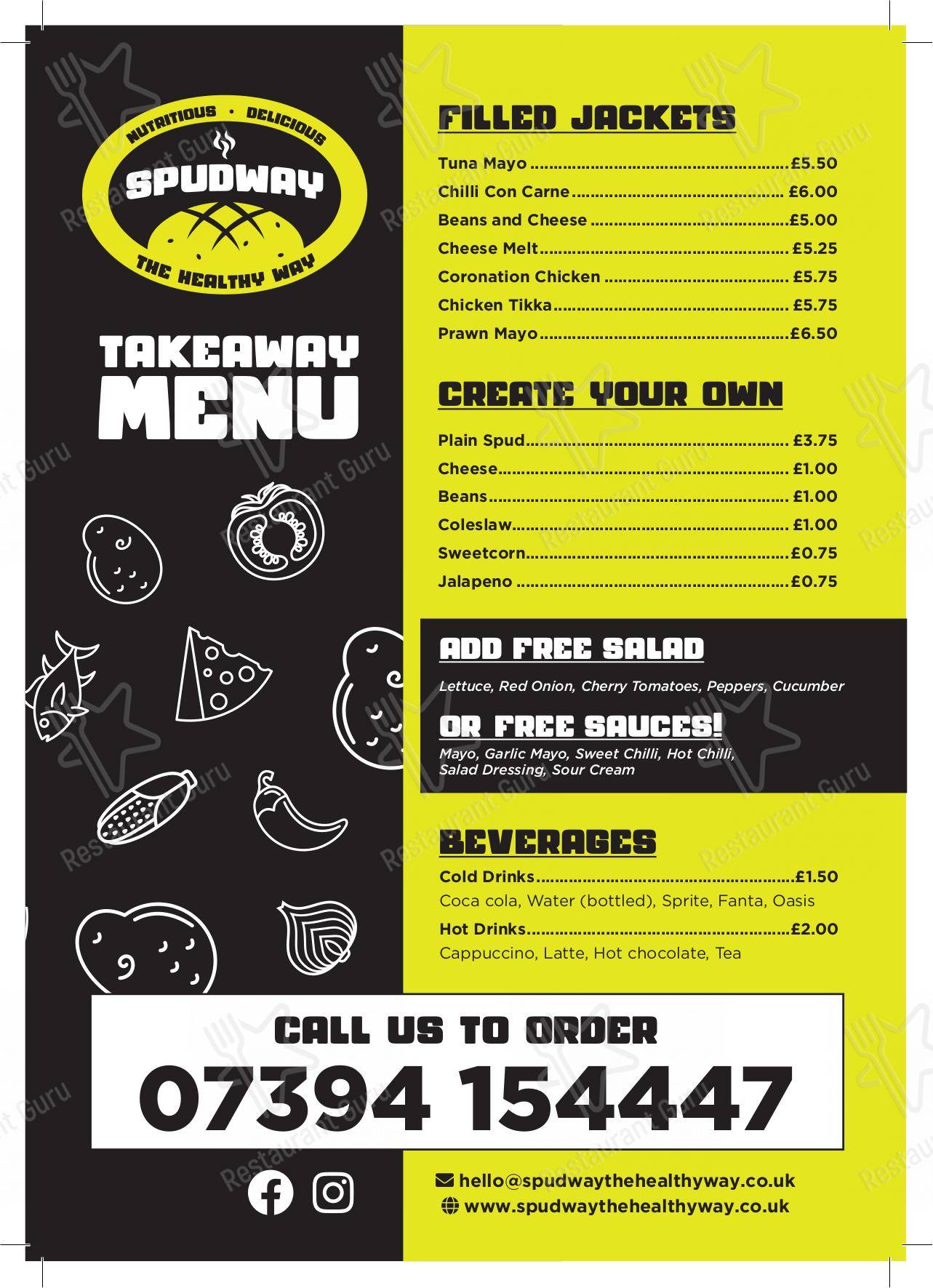 Menu at Spudway (Swindon) restaurant, Swindon