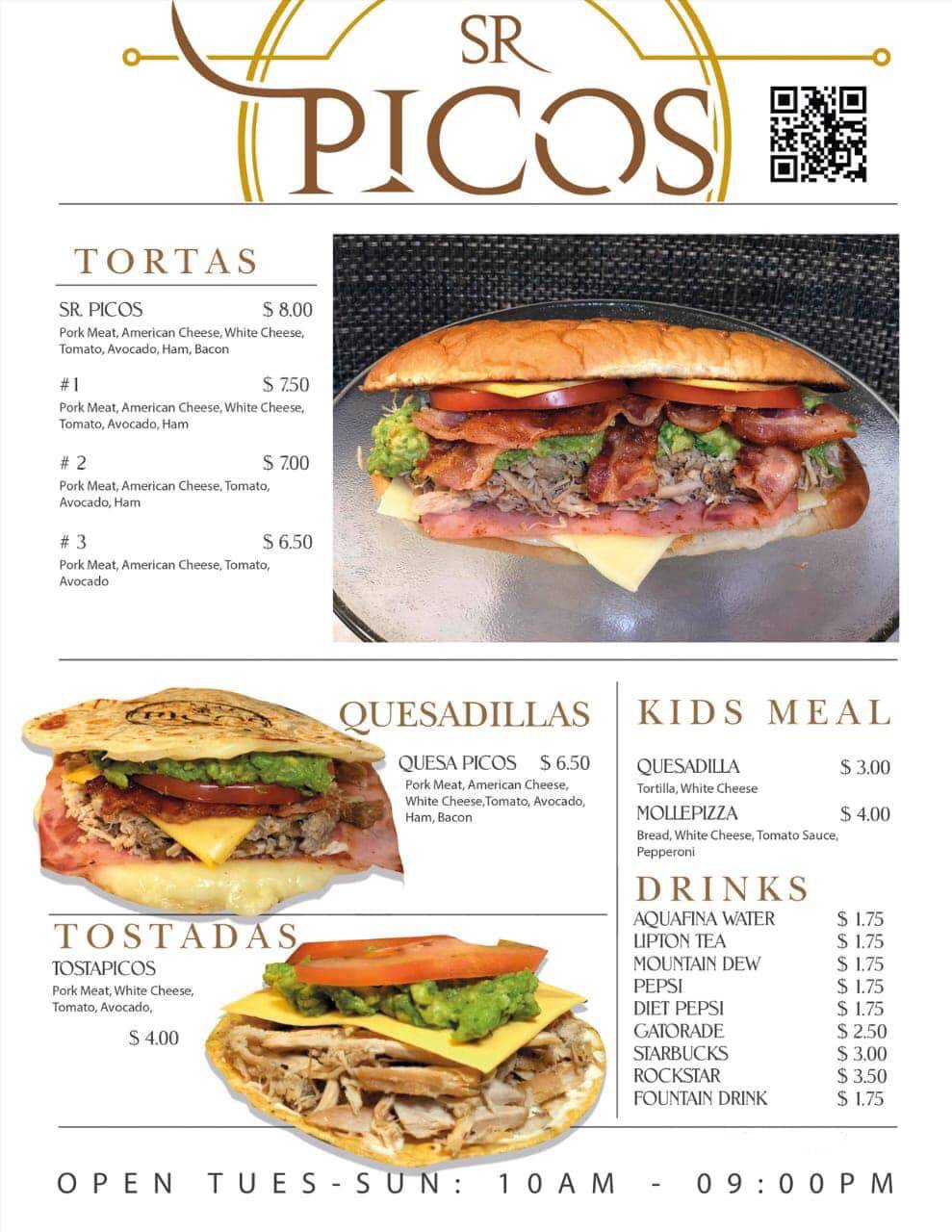 Menu at Sr. Picos restaurant, Yuma