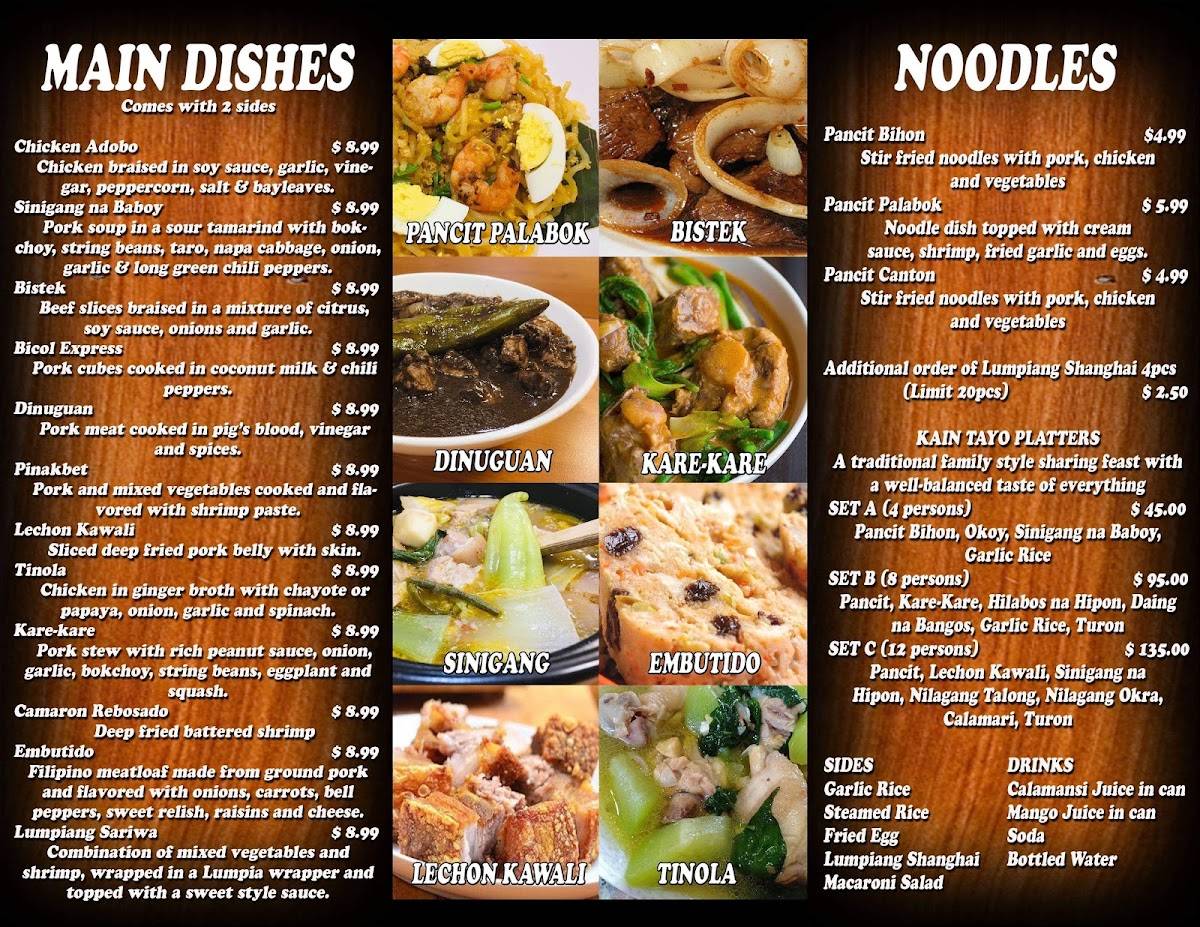Menu at Kain Tayo Filipino Cuisine Restaurant, St. Louis