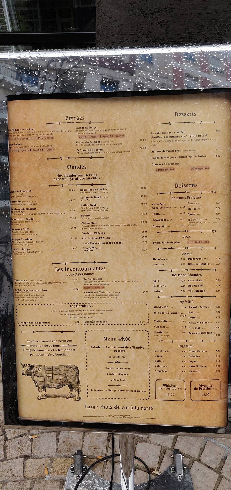 Menu au Beef Cut restaurant à viande, Courbevoie