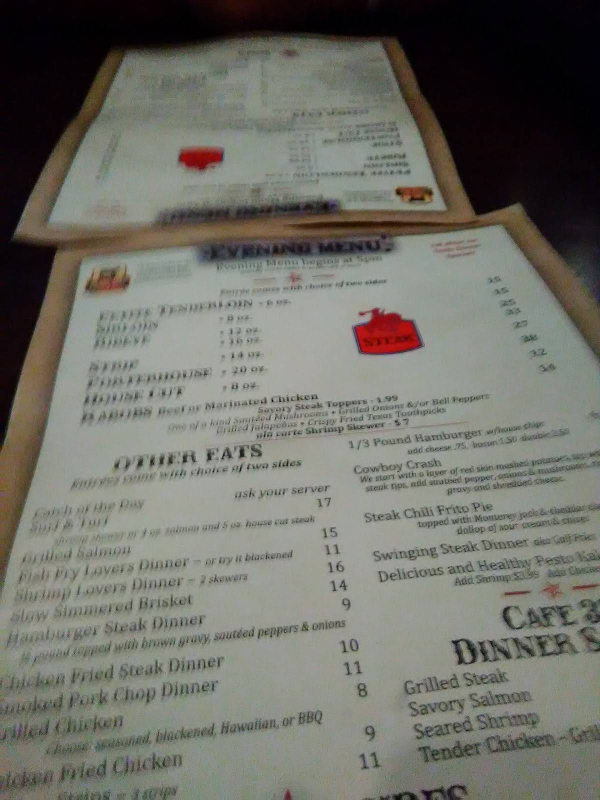 Menu at Cafe 33 Steakhouse and Whiskey Bar, Perkins