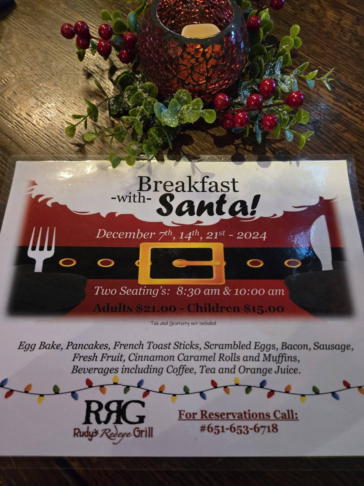 Menu at Rudy's Redeye Grill steakhouse, White Bear Lake, Hwy 61 N