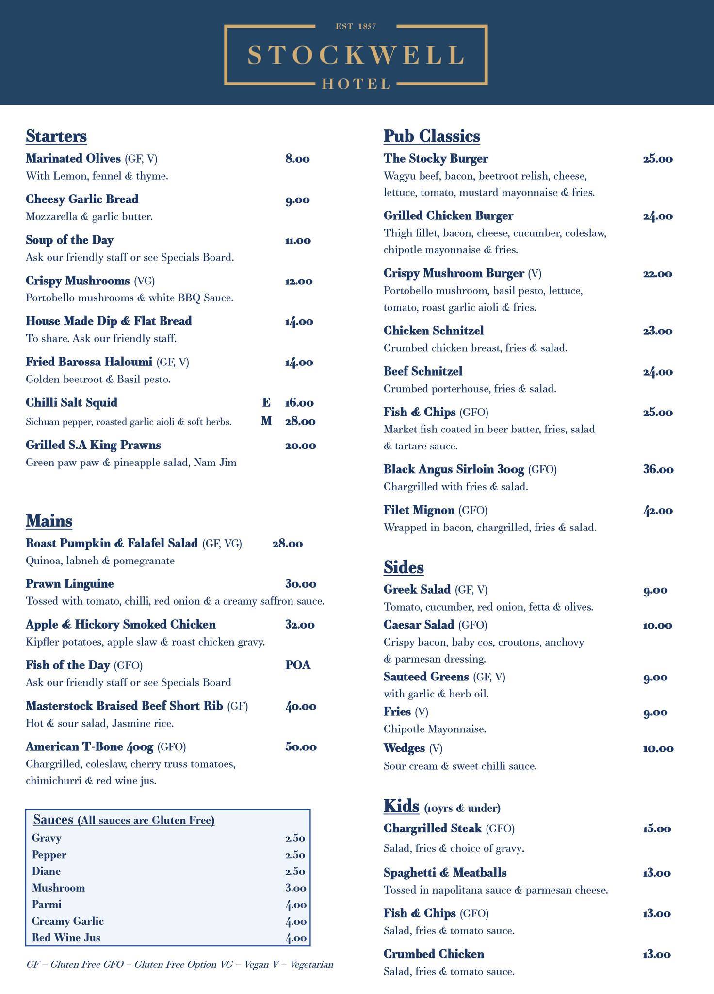Menu at Stockwell Hotel pub & bar, Stockwell