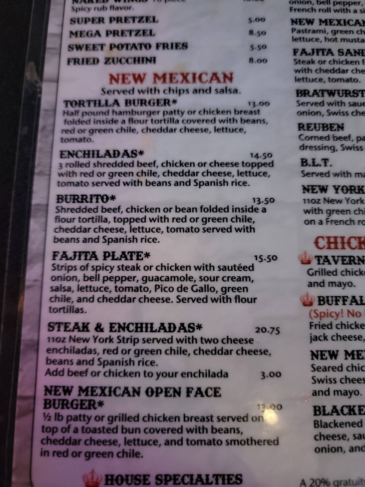Menu at Stone Face Tavern pub & bar, Albuquerque