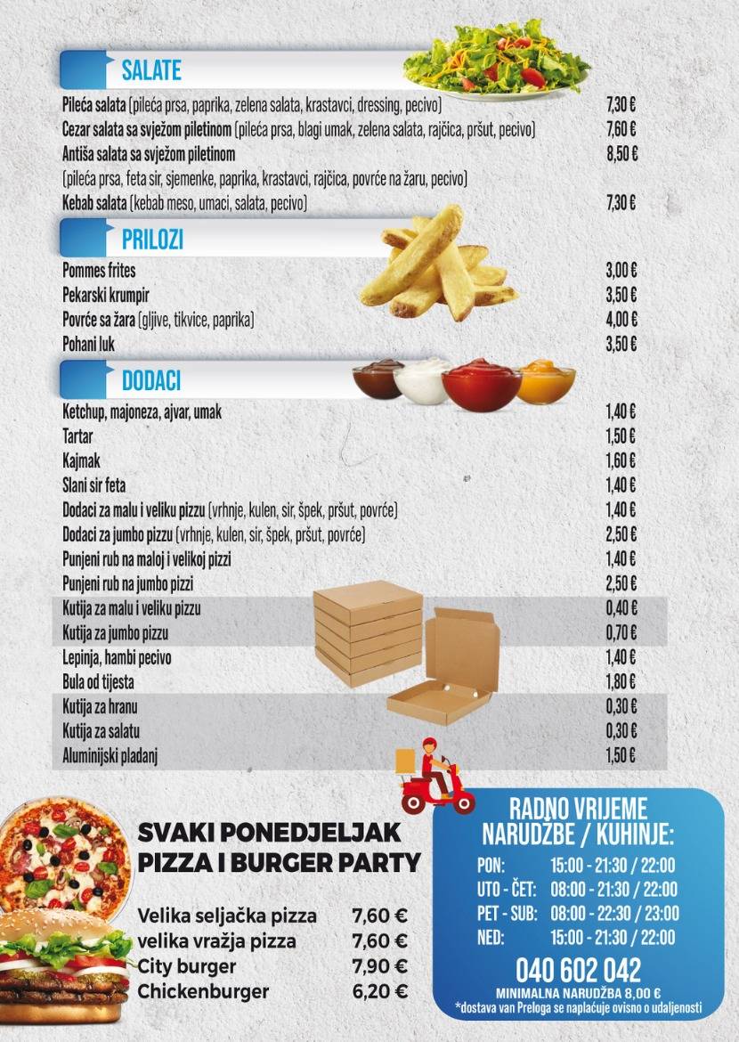 Menu at Street food Kod Antiše restaurant, Prelog