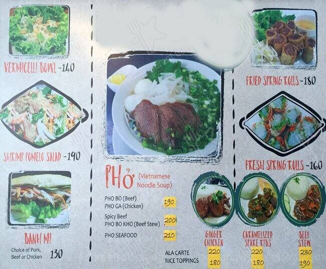 Menu at Streets of Saigon restaurant, Quezon City, 150 Maginhawa Street