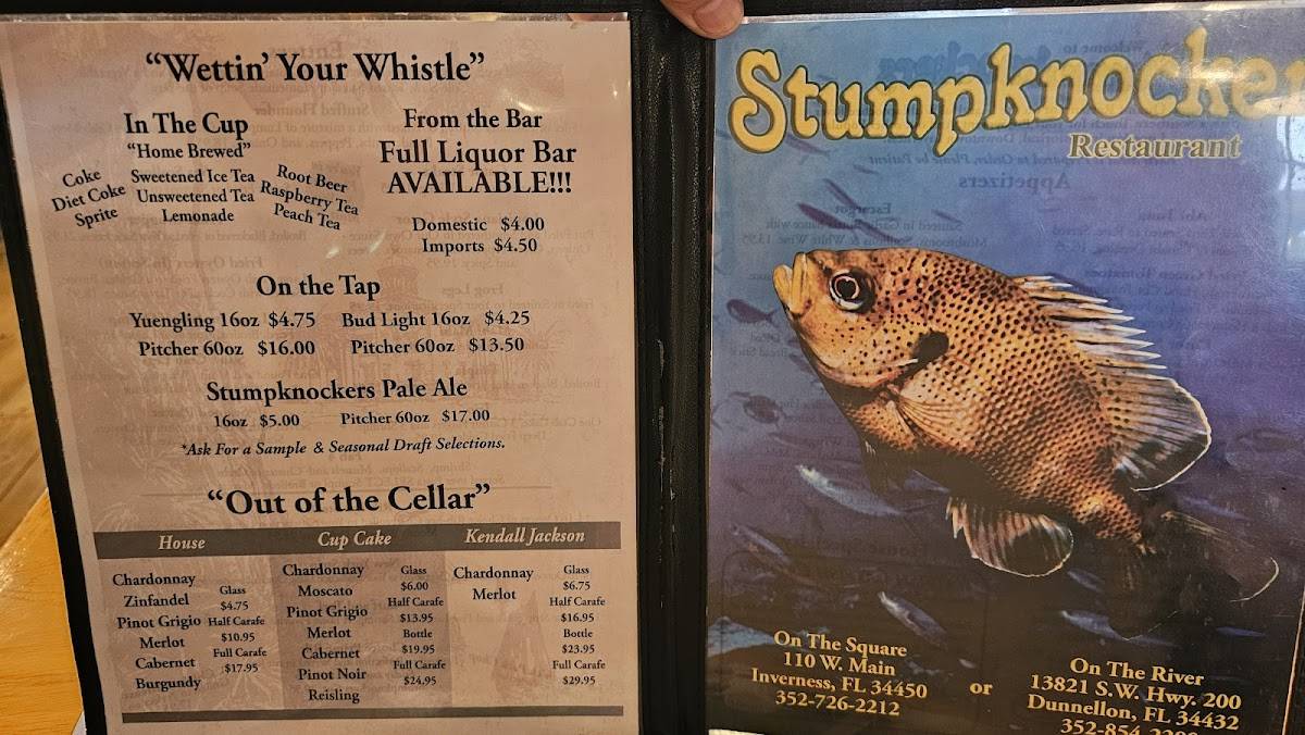 Menu at Stumpknockers Restaurant, Hernando, SW State Rd 200