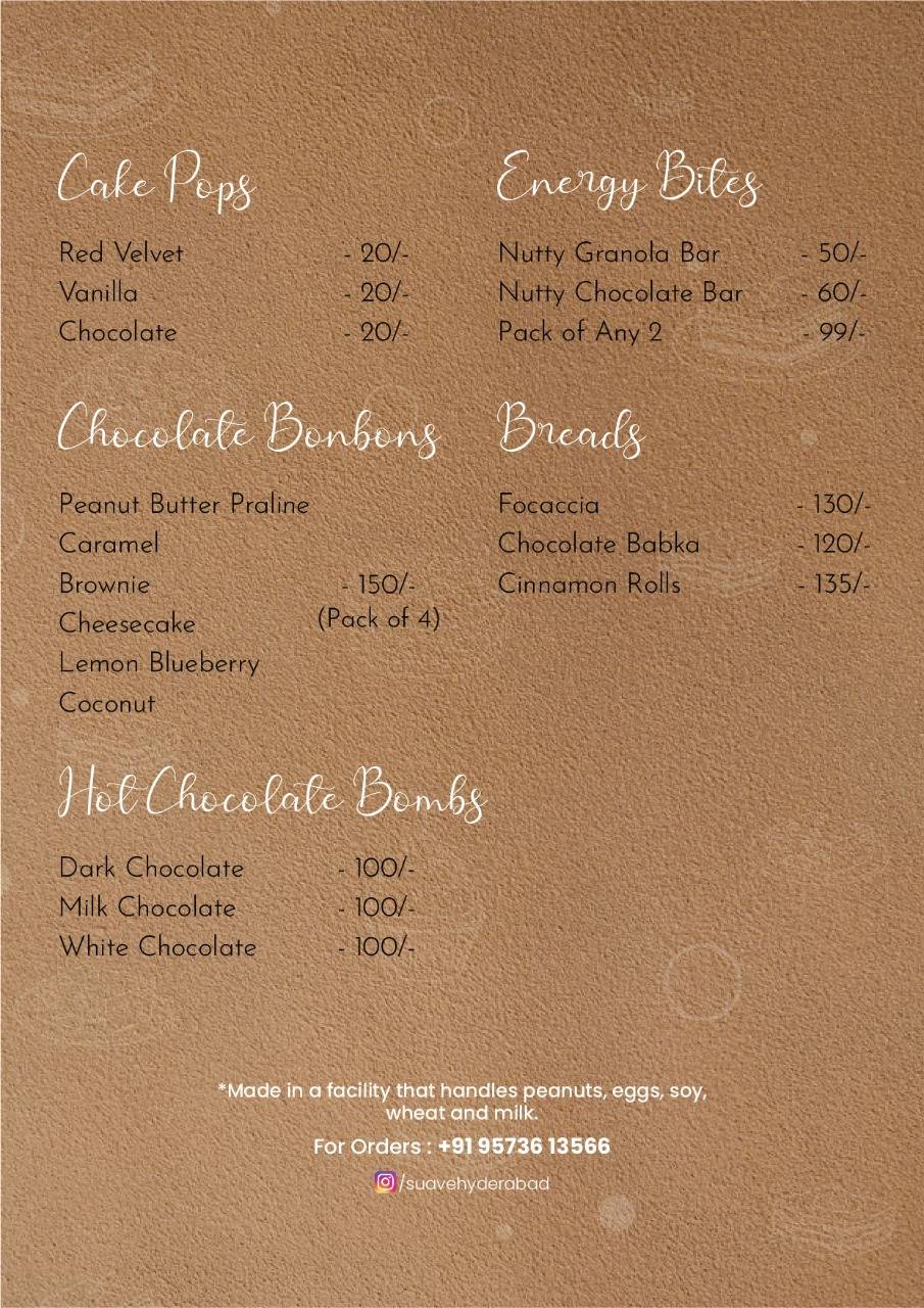 Menu at Suave Desserts, Hyderabad
