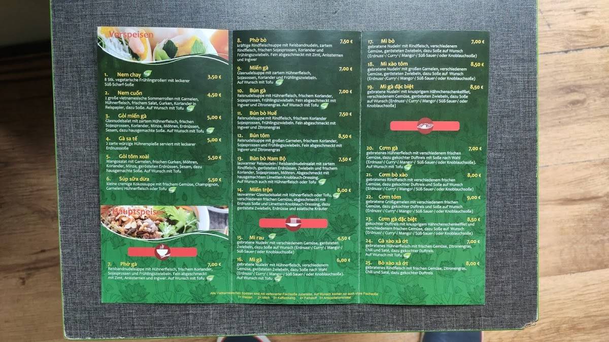 Menu at Subba restaurant, Potsdam
