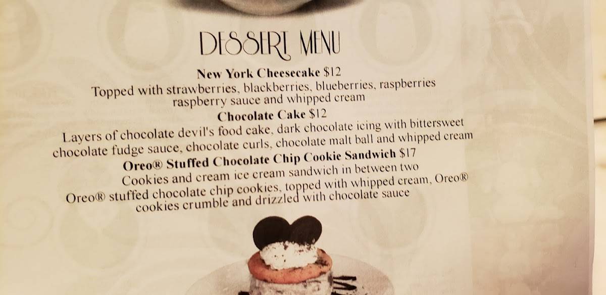 Menu at Sugar Factory - Atlantic City desserts, Atlantic City