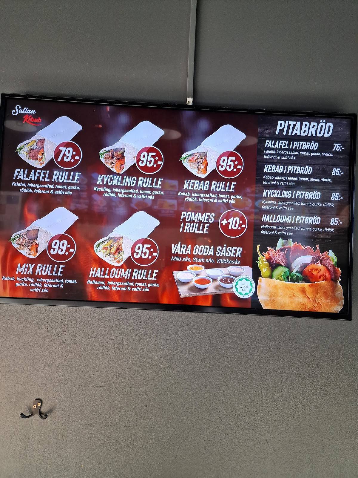 Menu at Sultan kebab, Geel