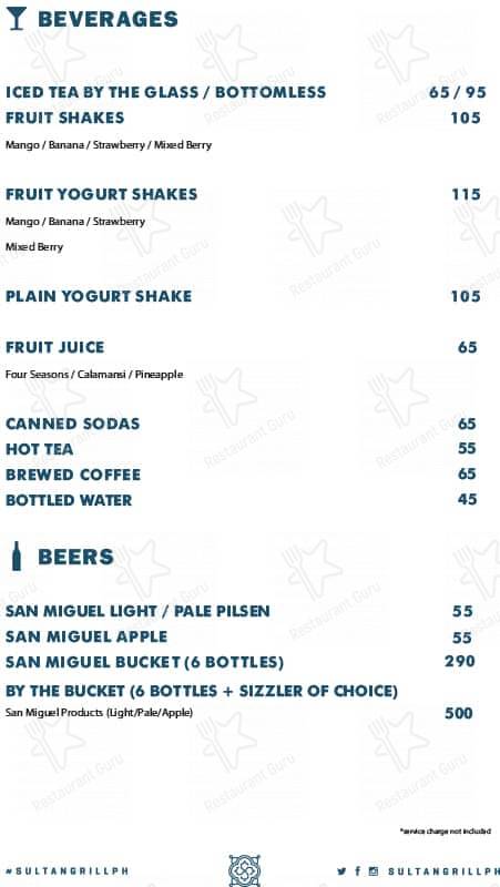 Menu at Sultan Mediterranean Grill restaurant, Mandaluyong, H3M5+VMH