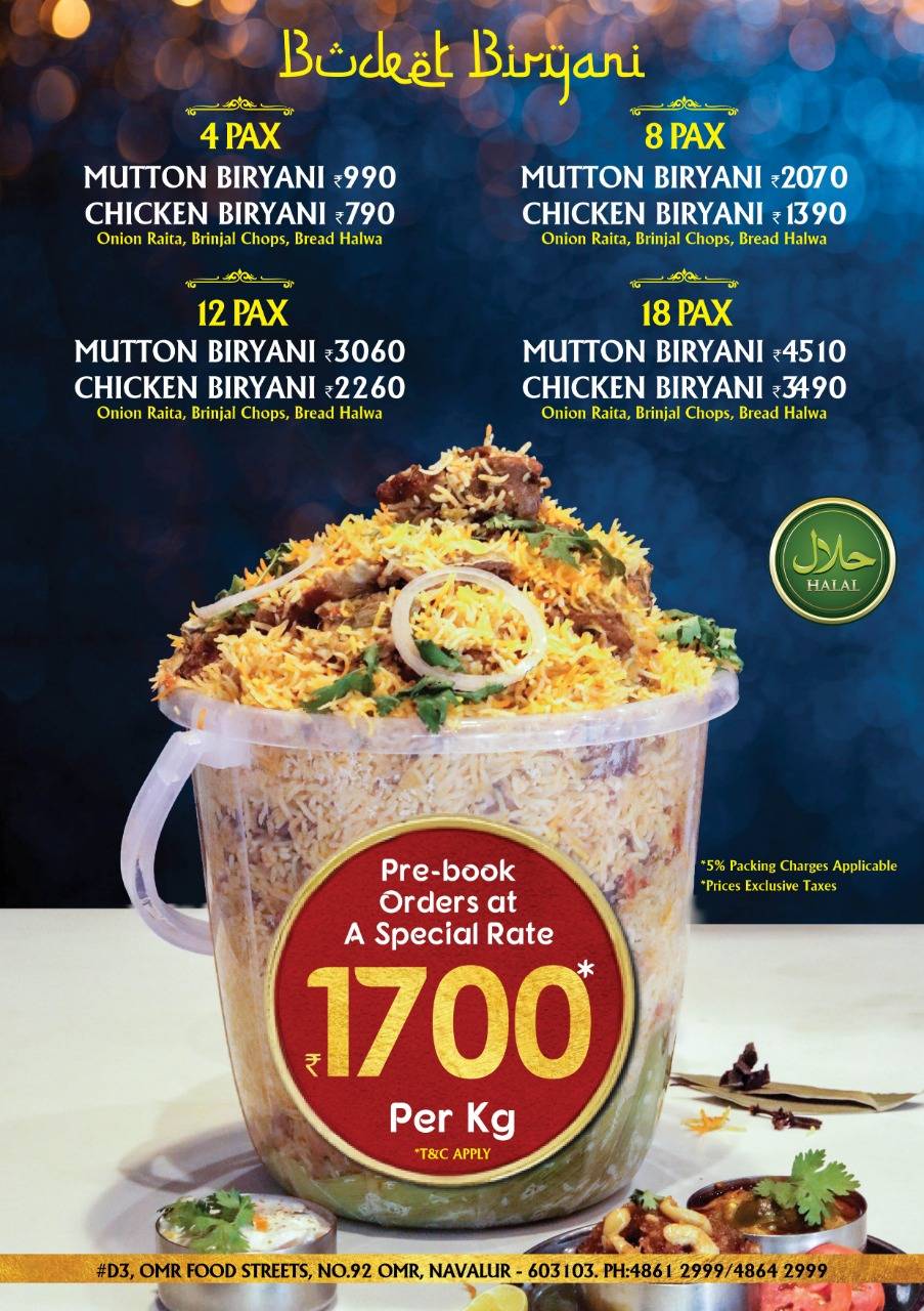 Menu at Sulthan's Biriyani,OMR Food Street, Navalur, Chennai