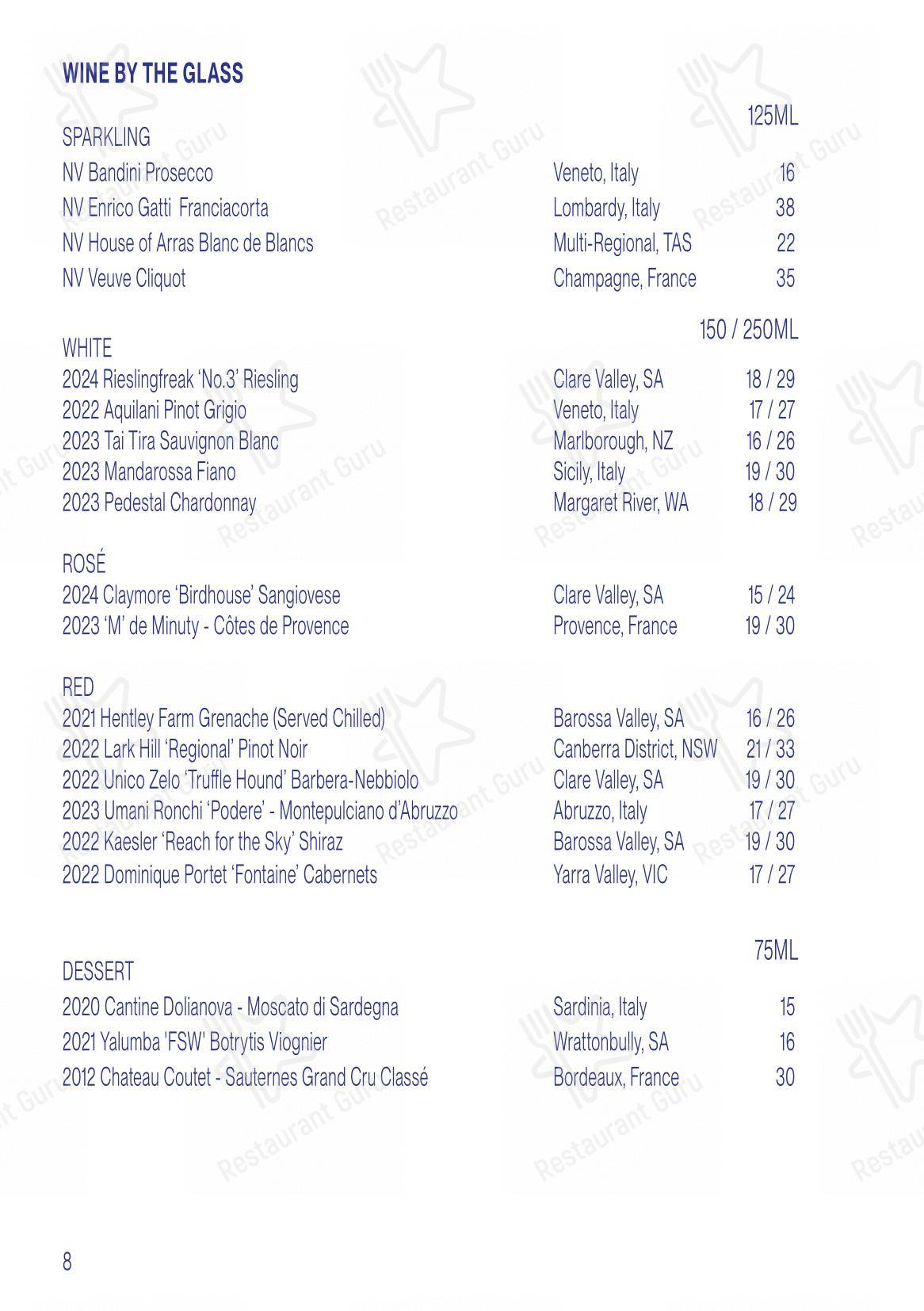 Menu at Summer Salt Restaurant, Cronulla, 66 Mitchell Rd