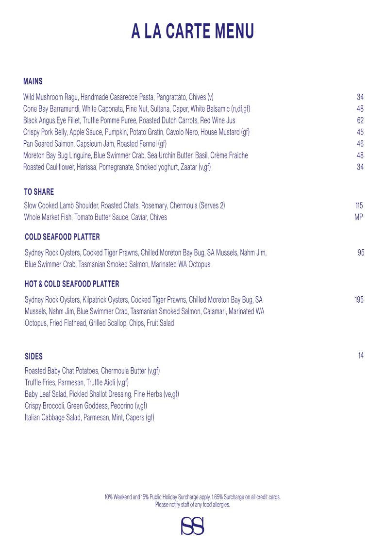 Menu at Summer Salt Restaurant, Cronulla, 66 Mitchell Rd