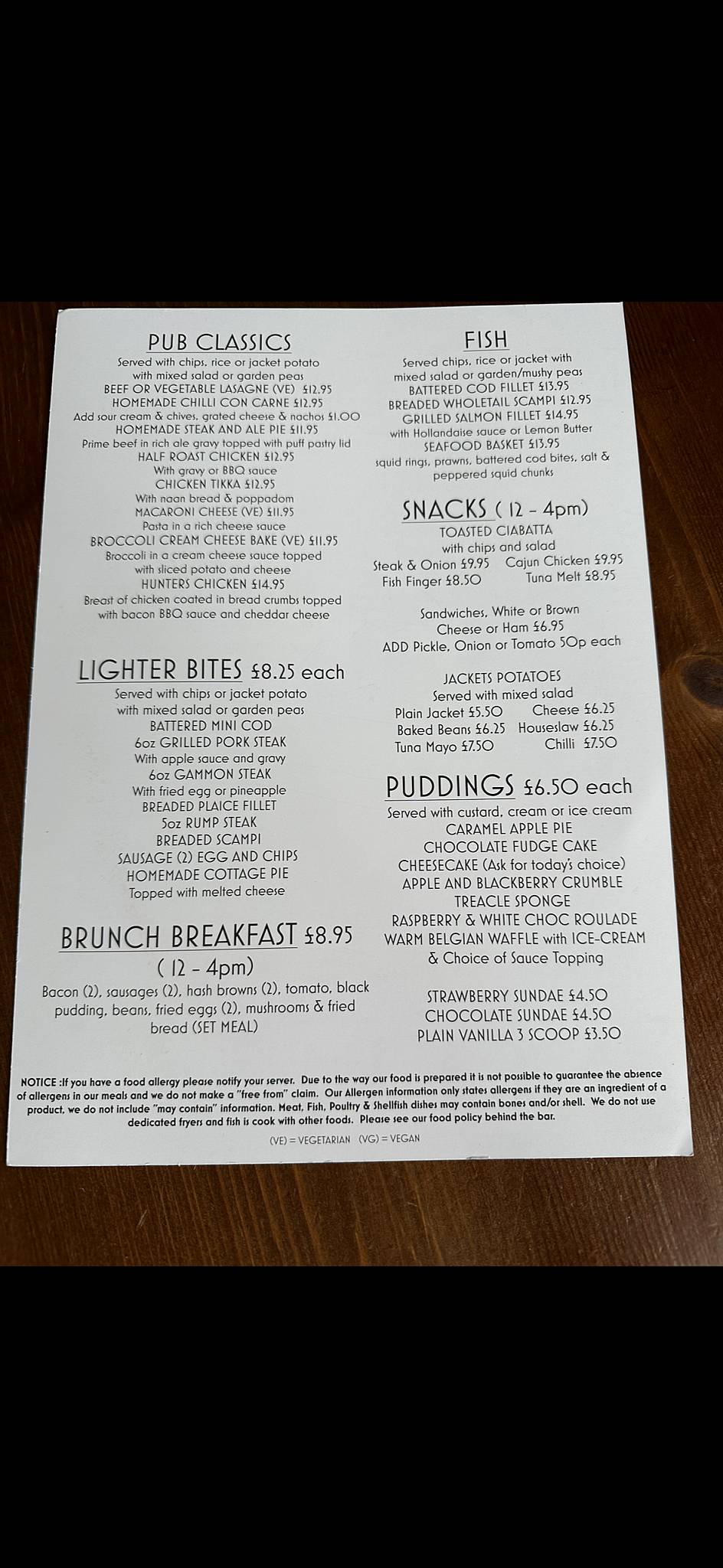Menu at Summerhouse pub & bar, Boningale