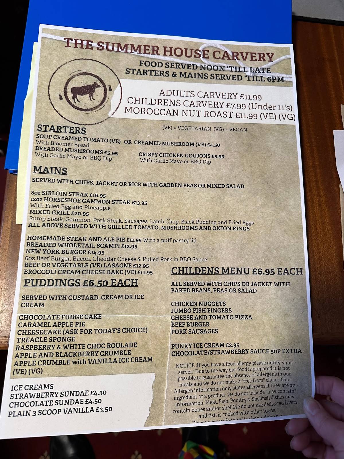 Menu at Summerhouse pub & bar, Boningale