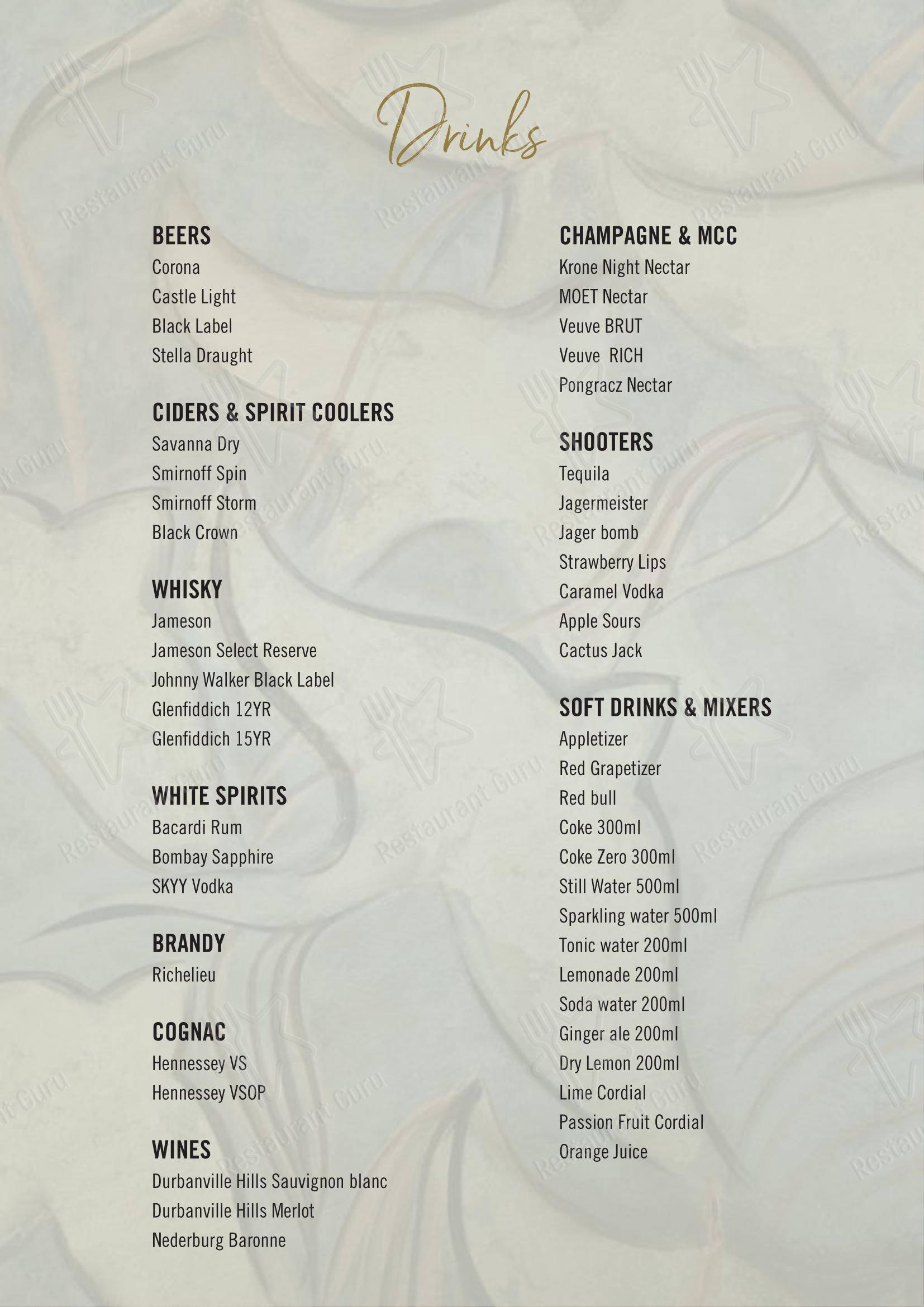 Menu at Summit Grill and Sky Bar Menlyn, Pretoria