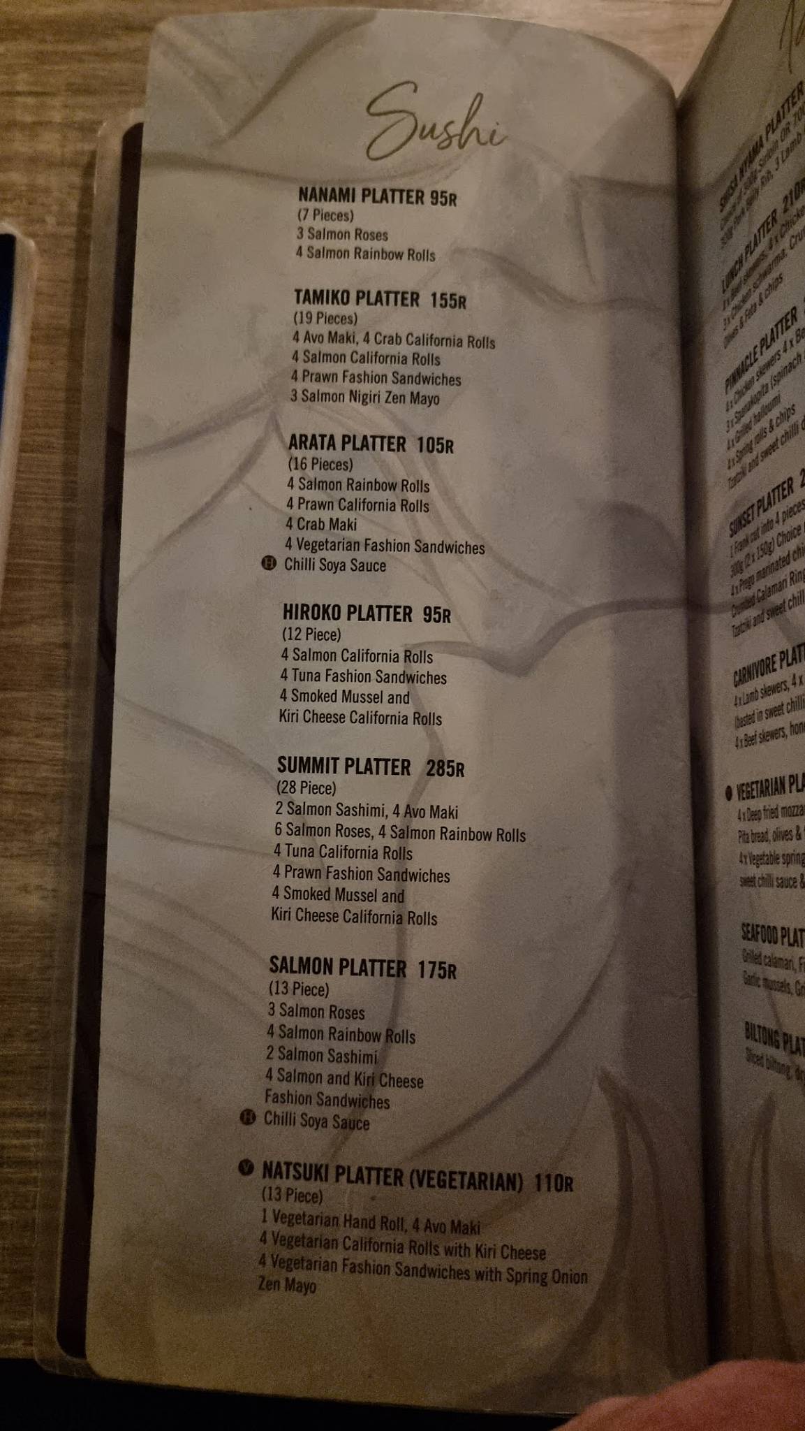Menu at Summit Grill and Sky Bar Menlyn, Pretoria