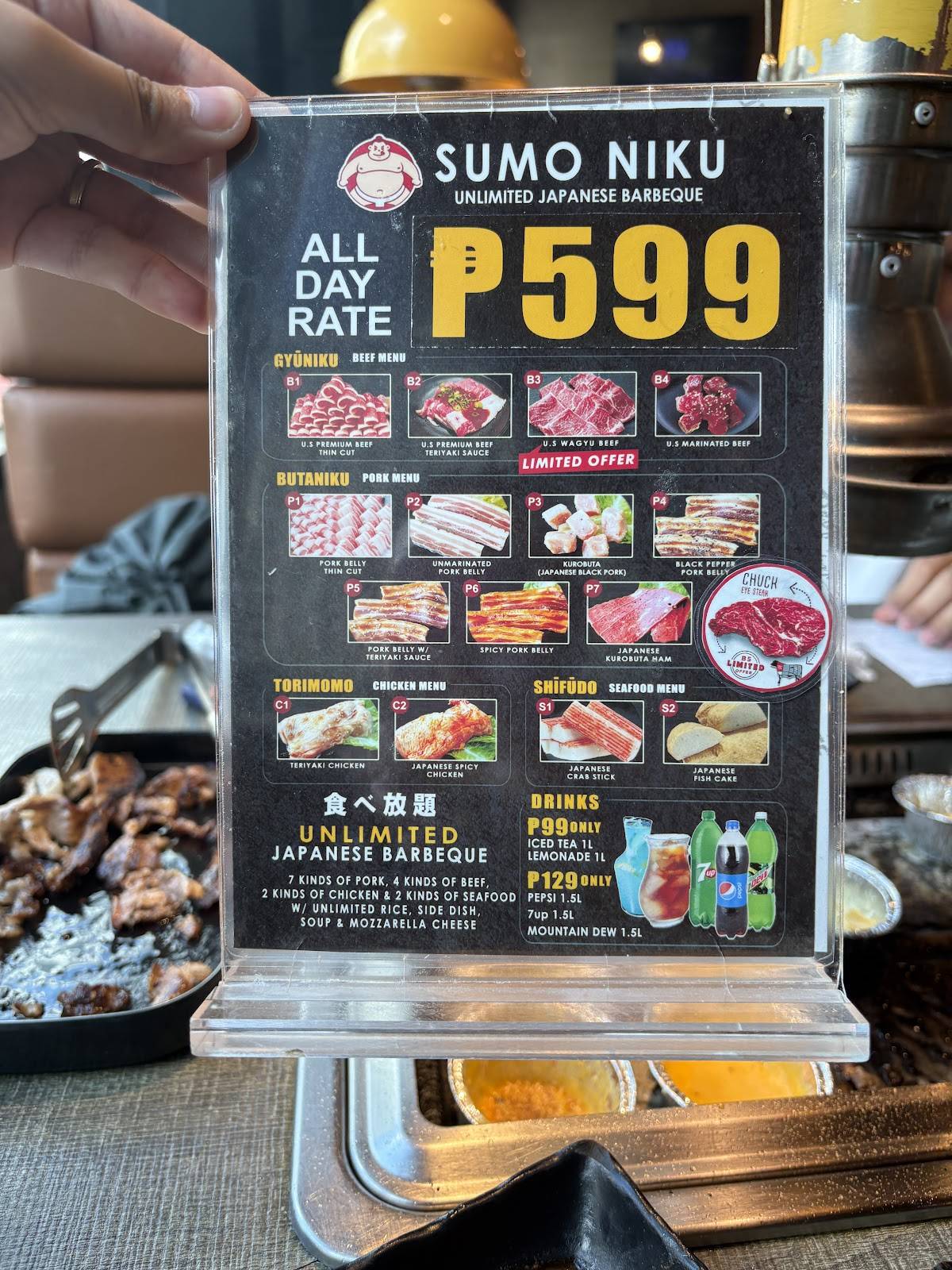 Menu at Sumo Niku restaurant, Makati