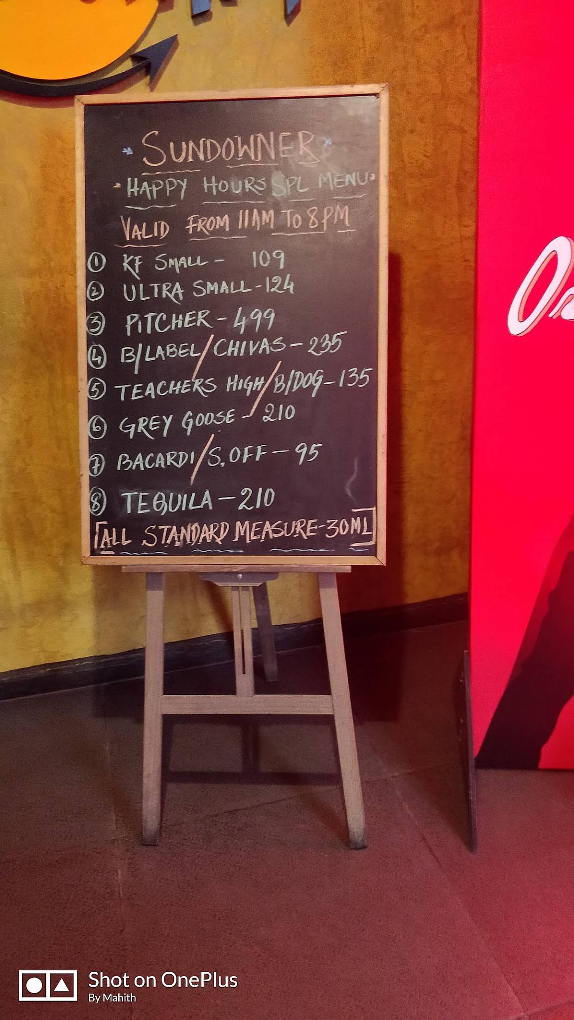 Menu at Sundowner Restobar, Hyderabad