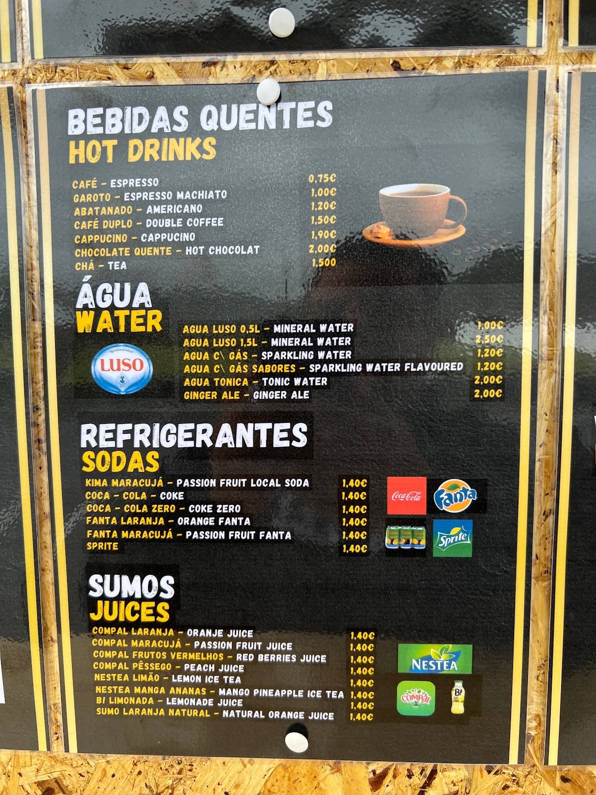 Menu at Sunset - Steve's Bar, Mosteiros