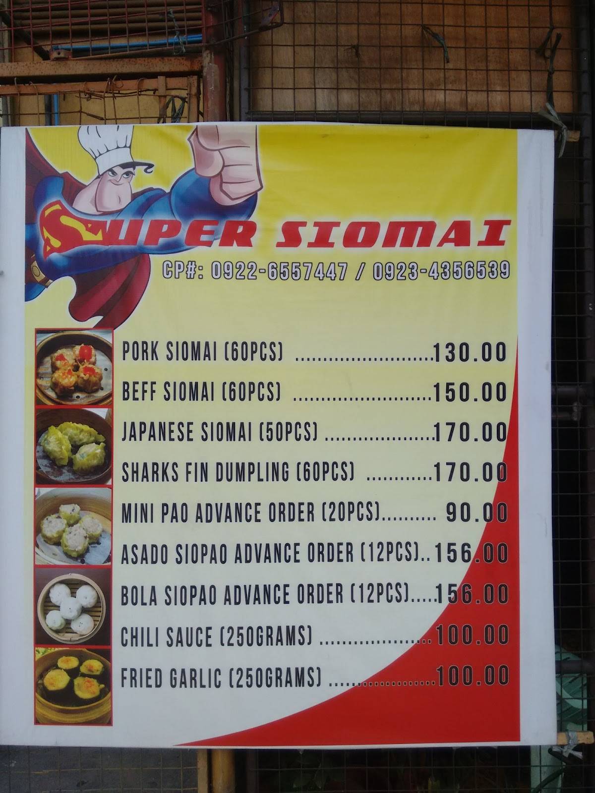 Menu at Super Siomai pub & bar, Quezon City