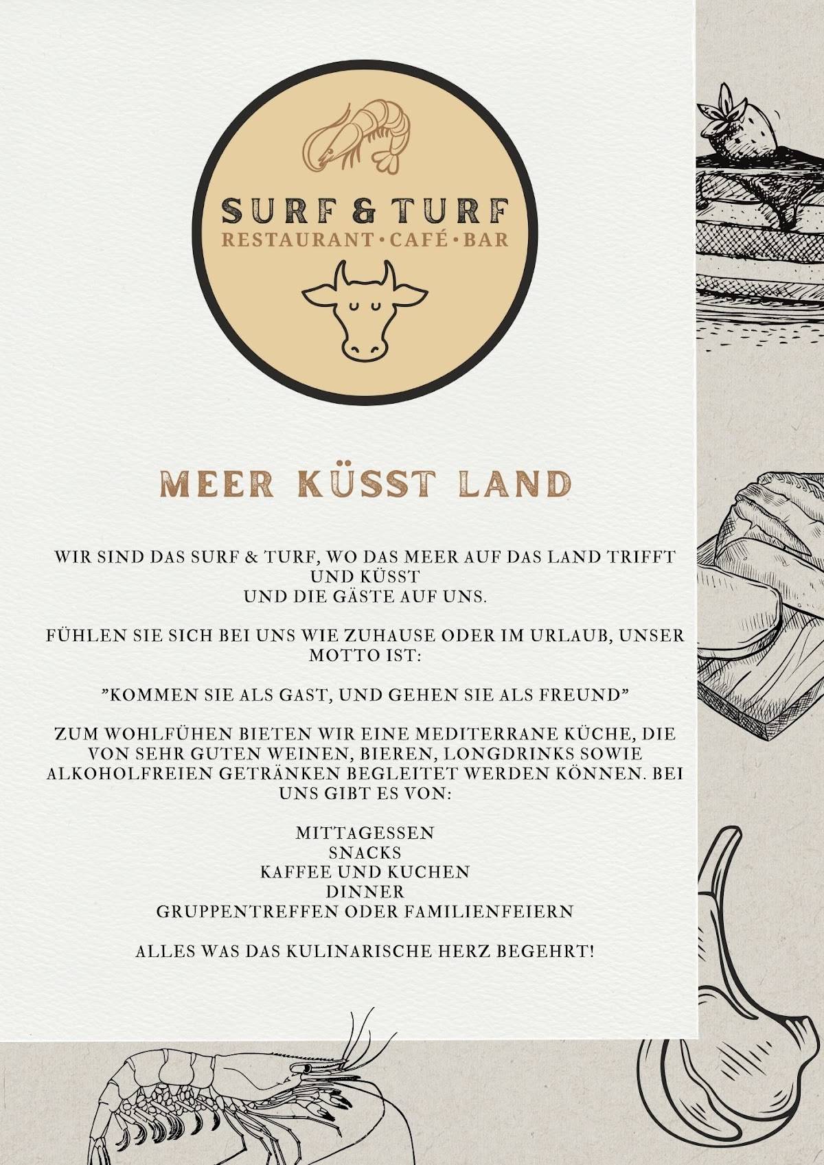 Carta de Surf & Turf Restaurant in Lübeck auf dem Priwall, Lubeca