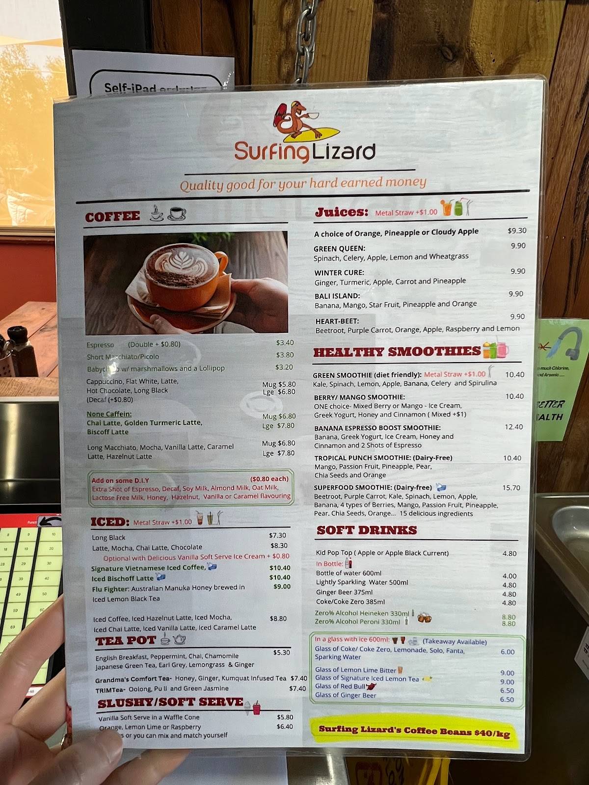 Menu at Surfing Lizard - Coogee cafe, Coogee