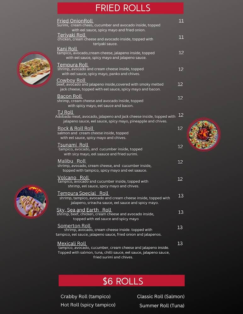 Menu at Sushi House restaurant, Somerton