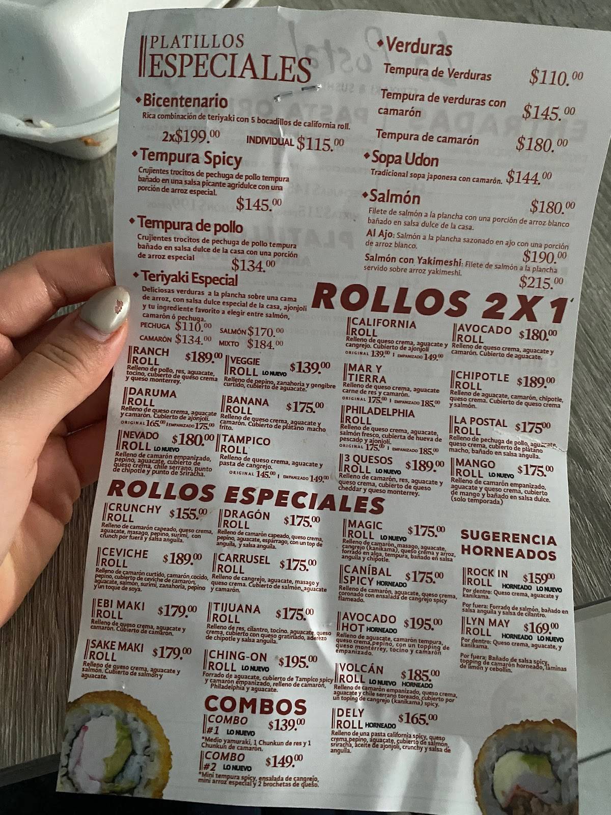 Carta del restaurante La Postal Teriyaki & Sushi Suc Californias ...