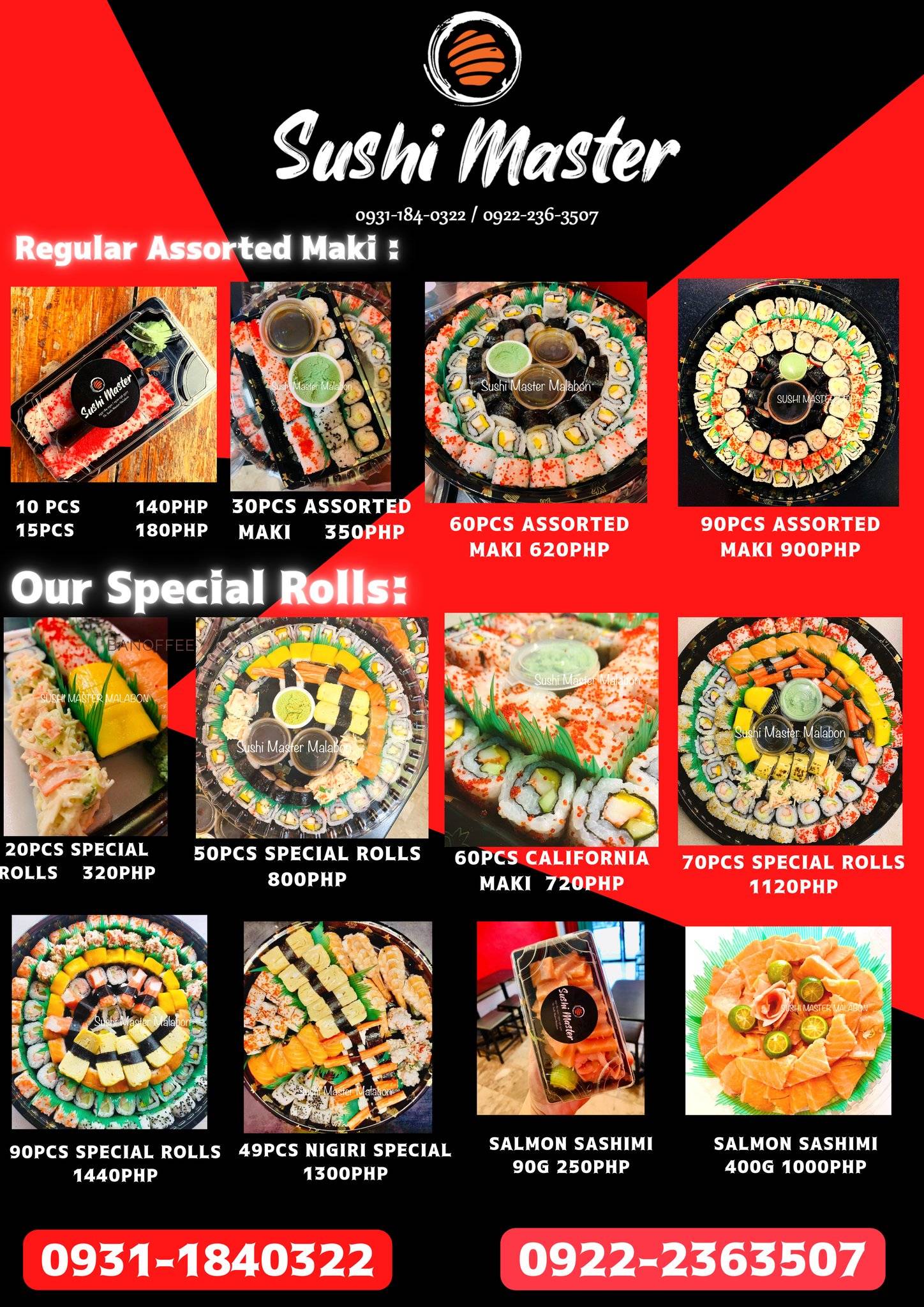 Menu at Sushi Master restaurant, Malabon