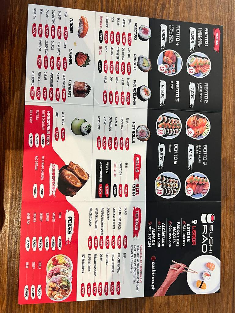 Menu em Sushi Rão Estoril restaurante, Estoril