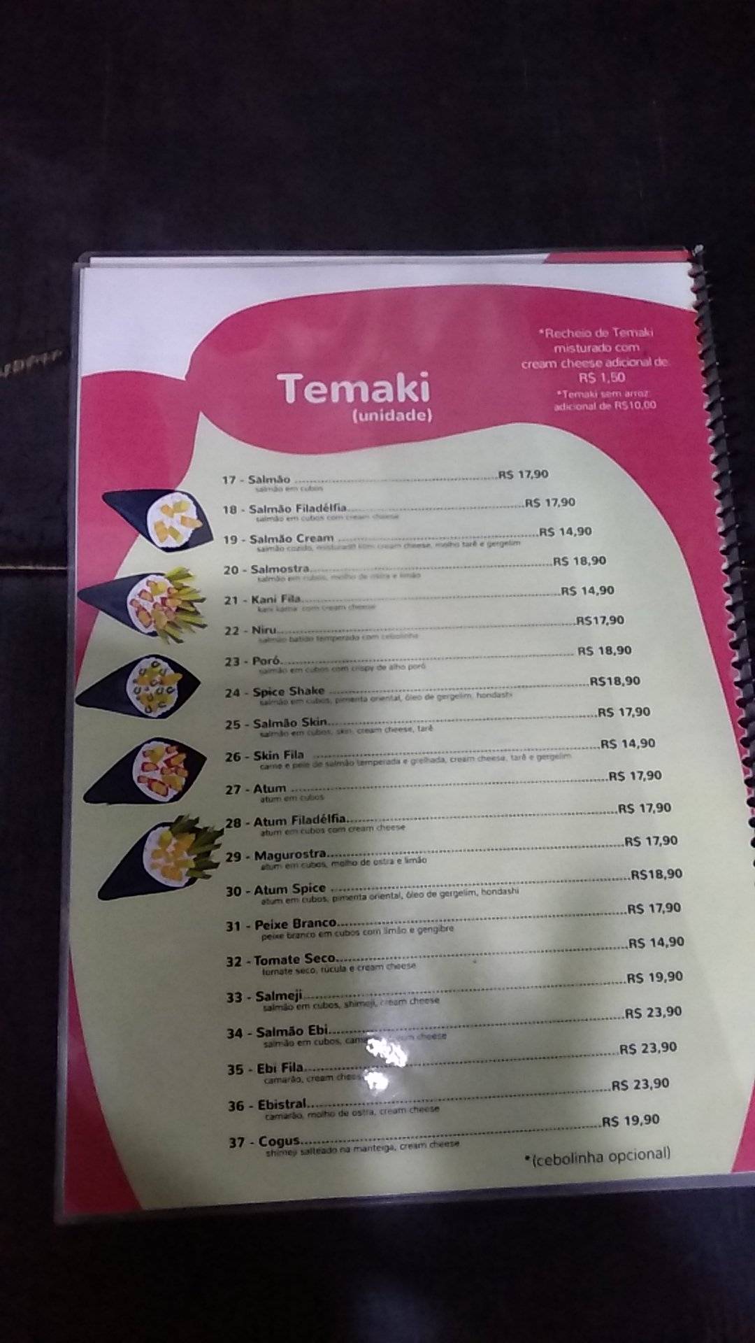 Menu at Sushiway restaurant, Florianópolis