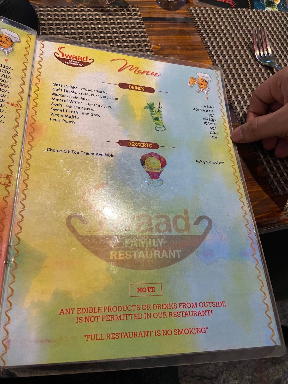 Menu at Swaad Family Restaurant, Cortalim, House no. 585/6 sotrant