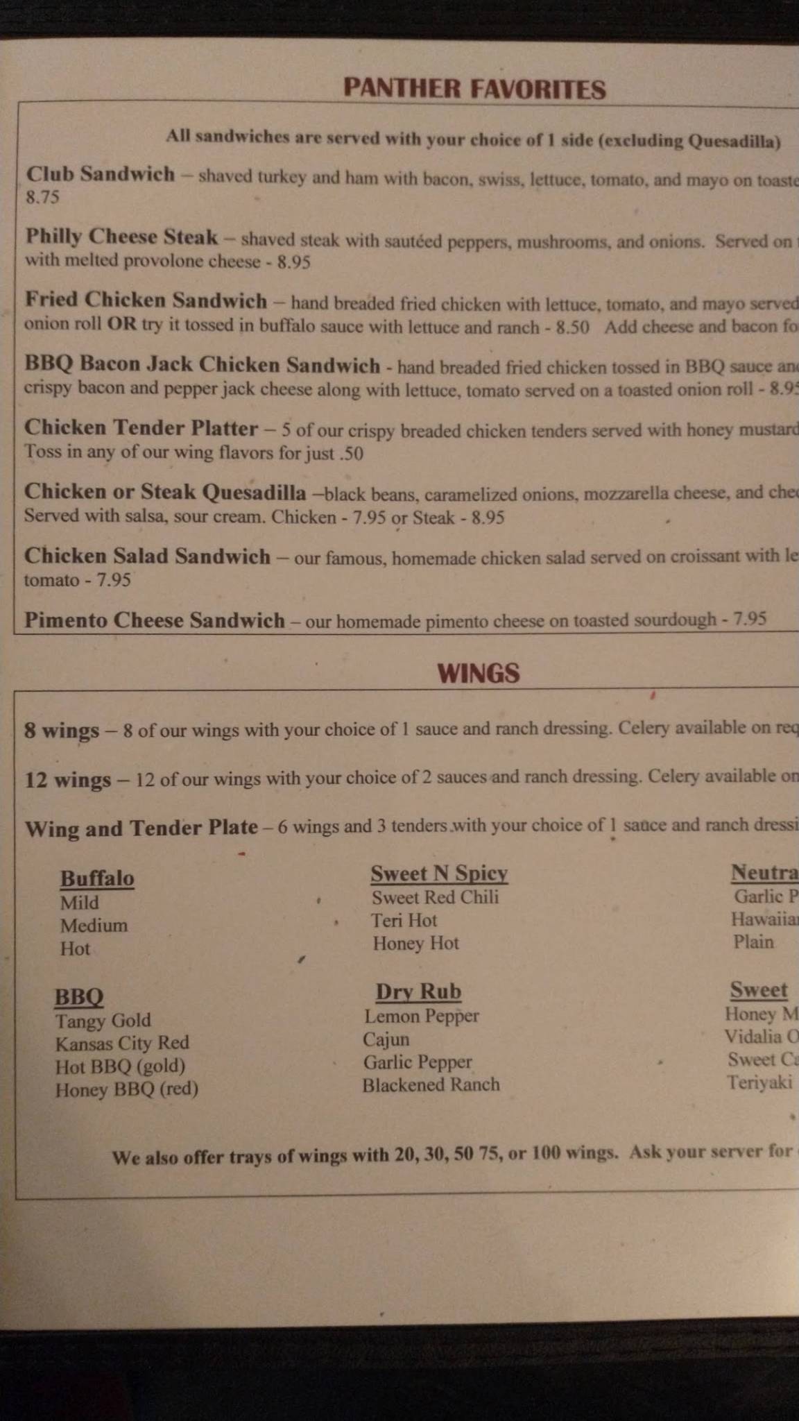 Menu at Sweet Magnolia's Restaurant, Pelion