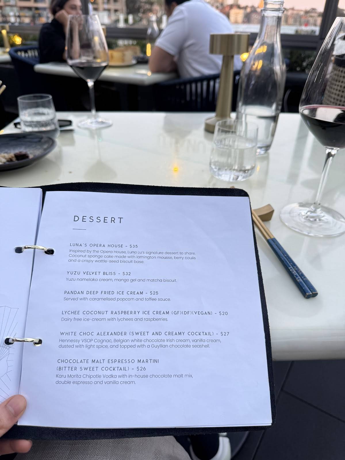 Menu at Luna Lu restaurant, The Rocks, Campbells Cove