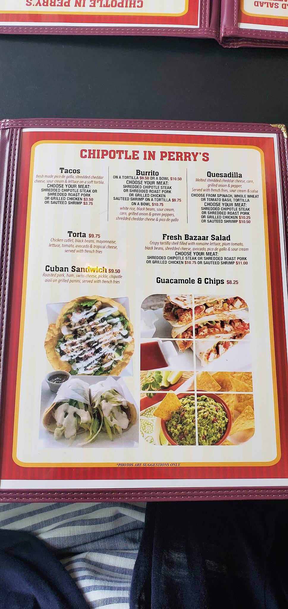 Menu at Symphony Diner restaurant, New York City