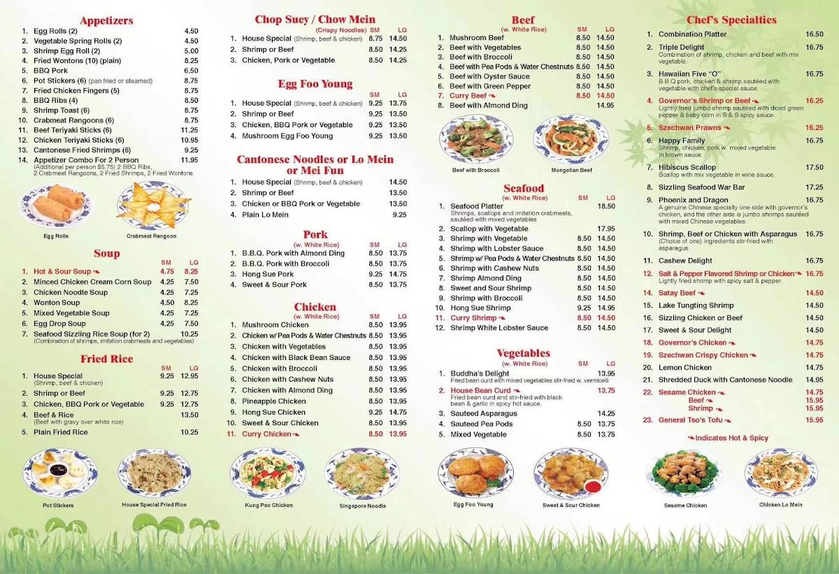 Menu at Szechwan Palace Richmond restaurant, Richmond, Kenosha St A
