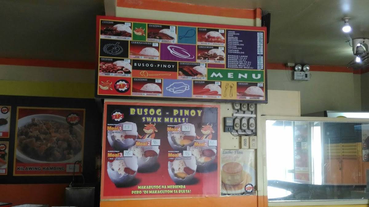Menu at TAPS restaurant, Davao City, DMB 1