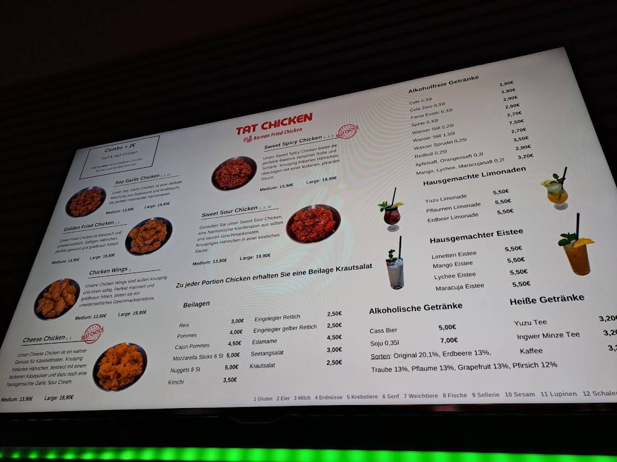 Menu at TAT Chicken restaurant, Hanau