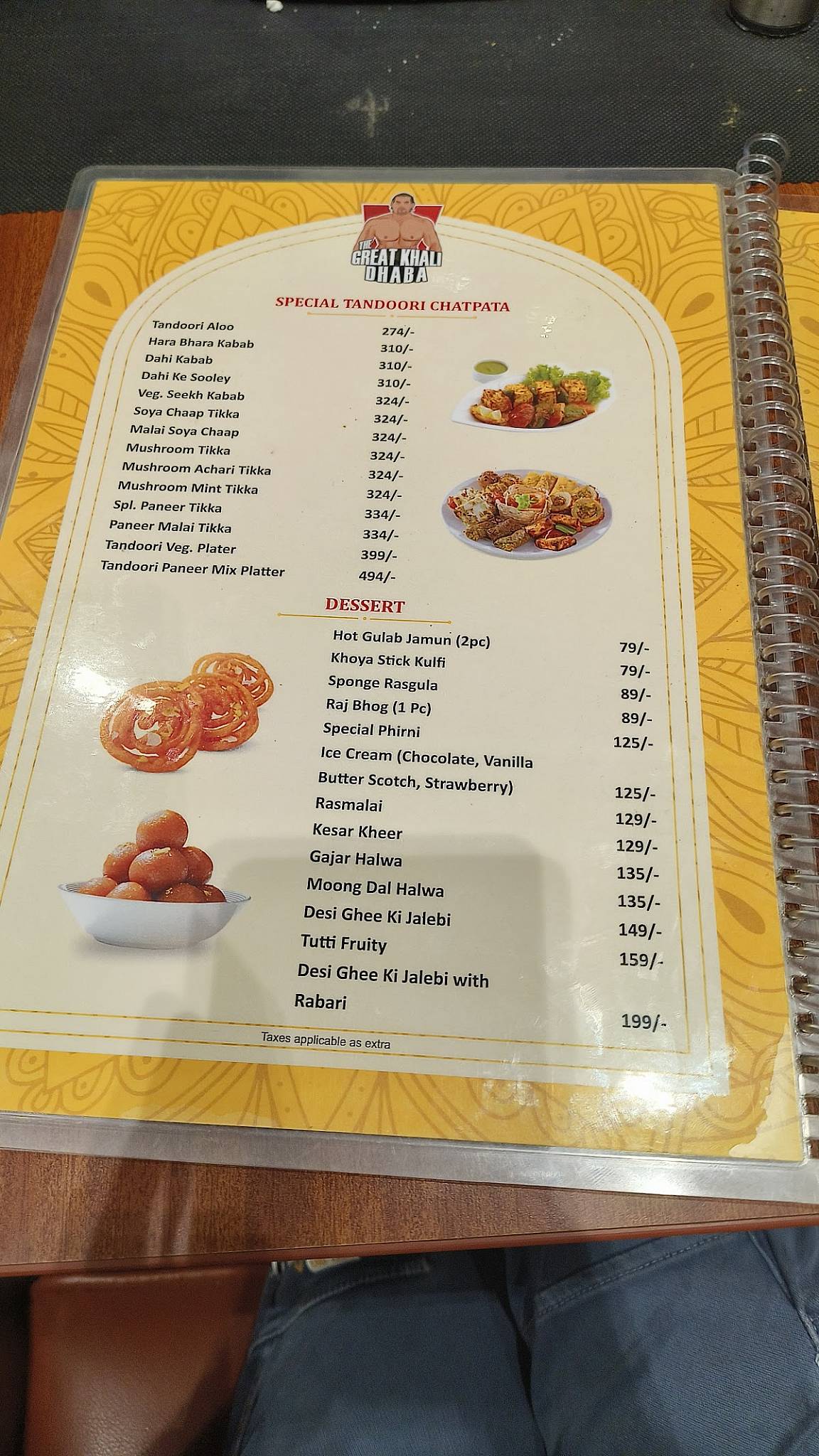Menu at THE GREAT KHALI DHABA, India